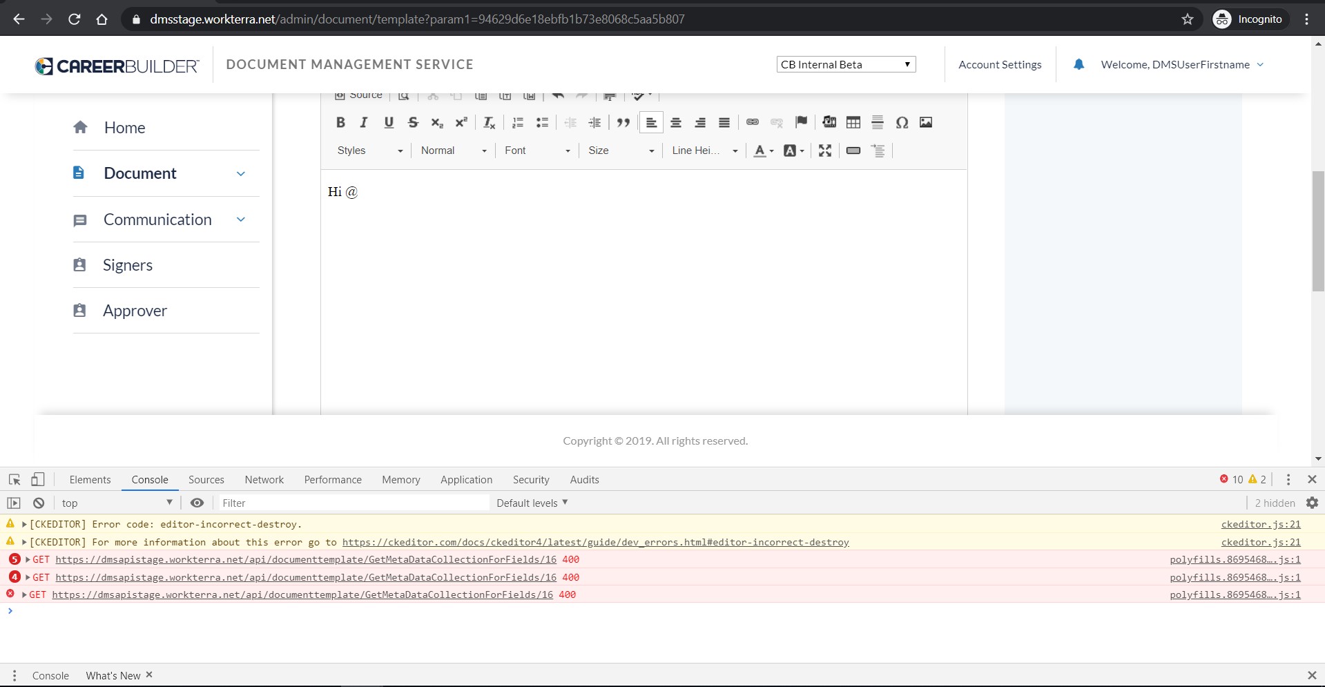 Dms 2226 Unable To Create Text Template As It Showing Error In